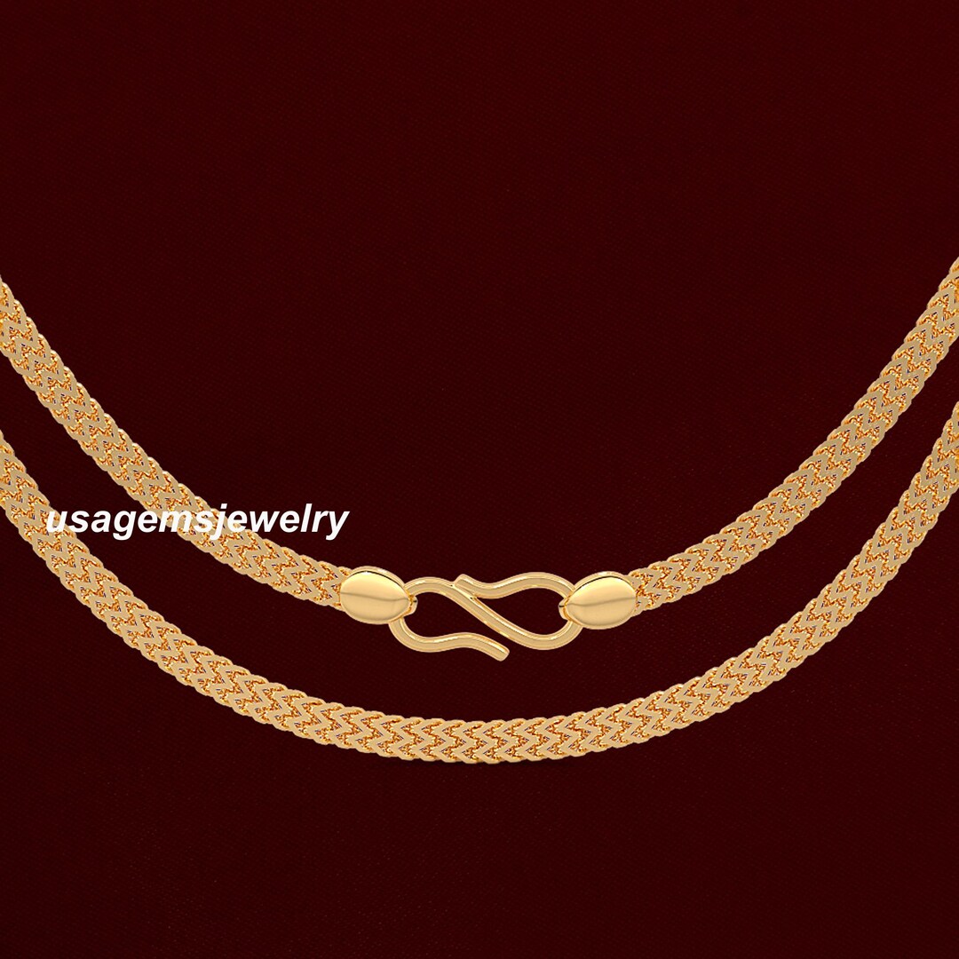 Handmade 22K Yellow Gold Chain Necklace – 22 Inch Solid Gold ...