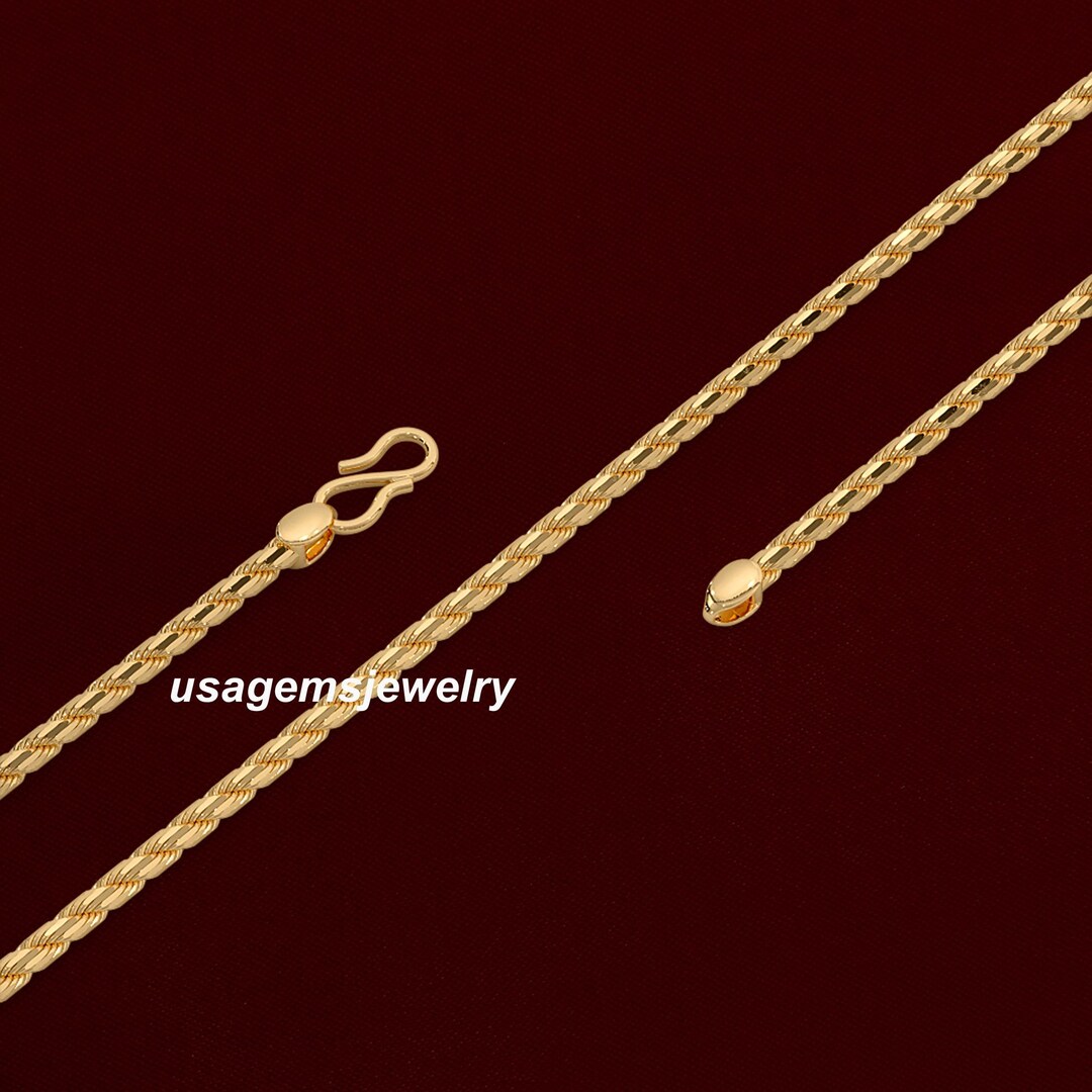 22K Yellow Gold Twist Chain Necklace 22-inch | Gold Rope Fine Jewelry ...