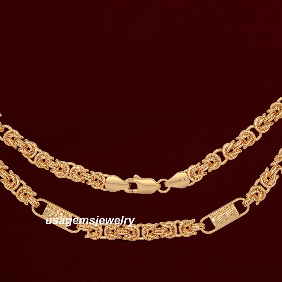 22K Solid Yellow Gold Byzantine Chain Necklace 22 Inch, Heavy 30.79g ...