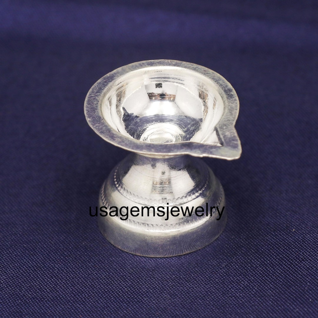 Pure Silver Diya Bati – Traditional Indian Pooja Oil Lamp for Aarti ...