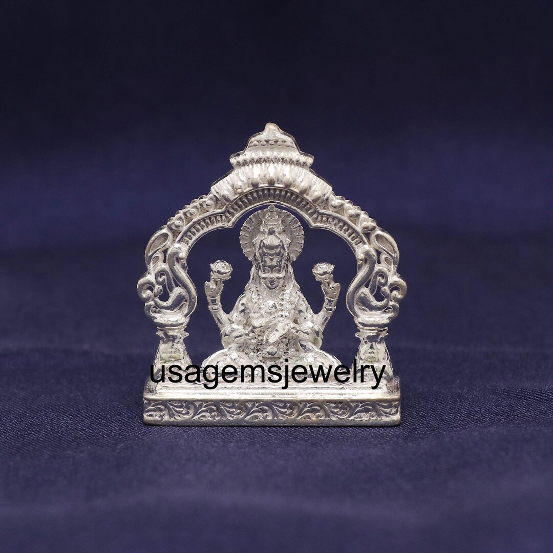 Pure Silver Laxmi Murti, Goddess Lakshmi Idol With Arch/prabhavali ...