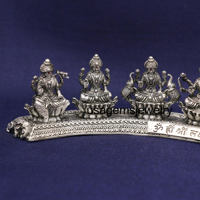 Silver Ashta Lakshmi Idol: Hindu Goddess Statue With Sanskrit ...
