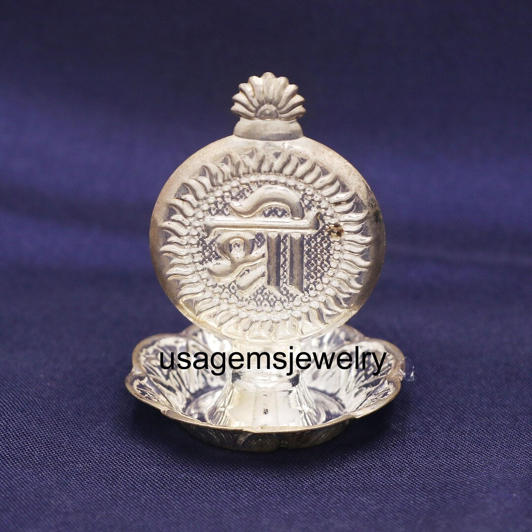 Pure Silver Shree Symbol Diya for Pooja | Handcrafted Sterling Silver ...