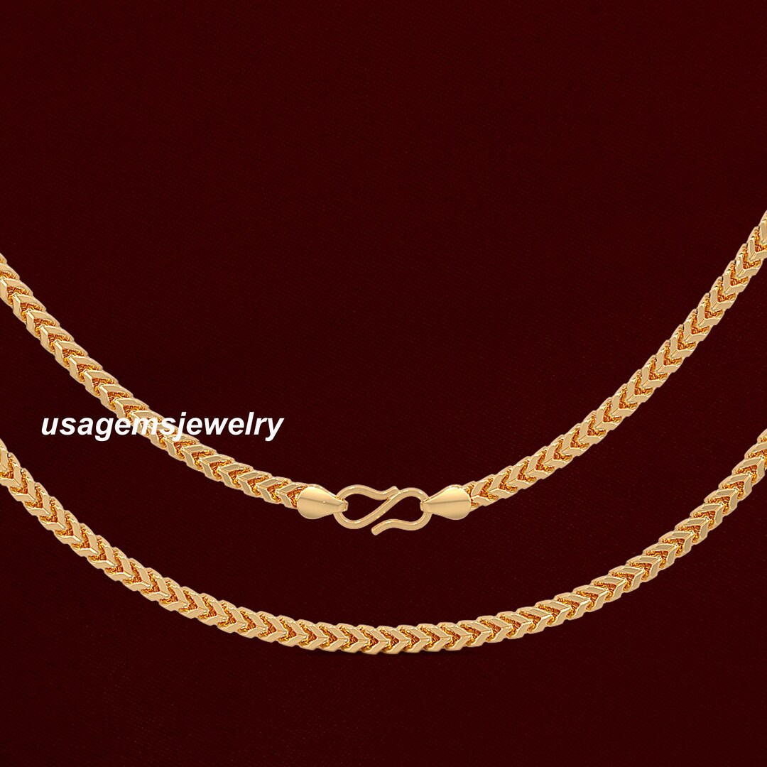 22K Solid Yellow Gold Franco Chain Necklace 22 Inch, 21.30g Heavy Gold ...