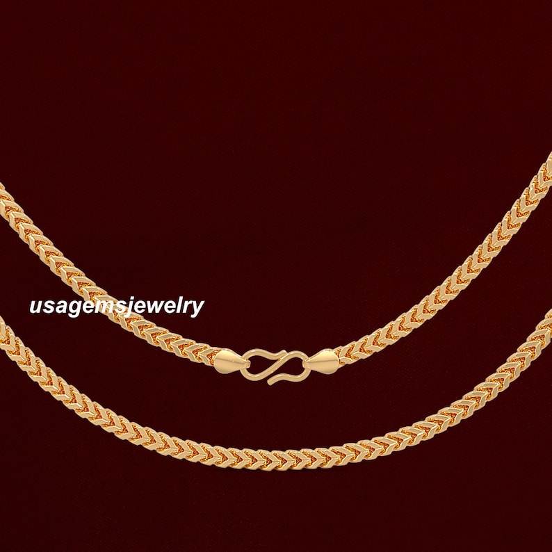 22K Solid Yellow Gold Franco Chain Necklace 22 Inch, 21.30g Heavy Gold ...