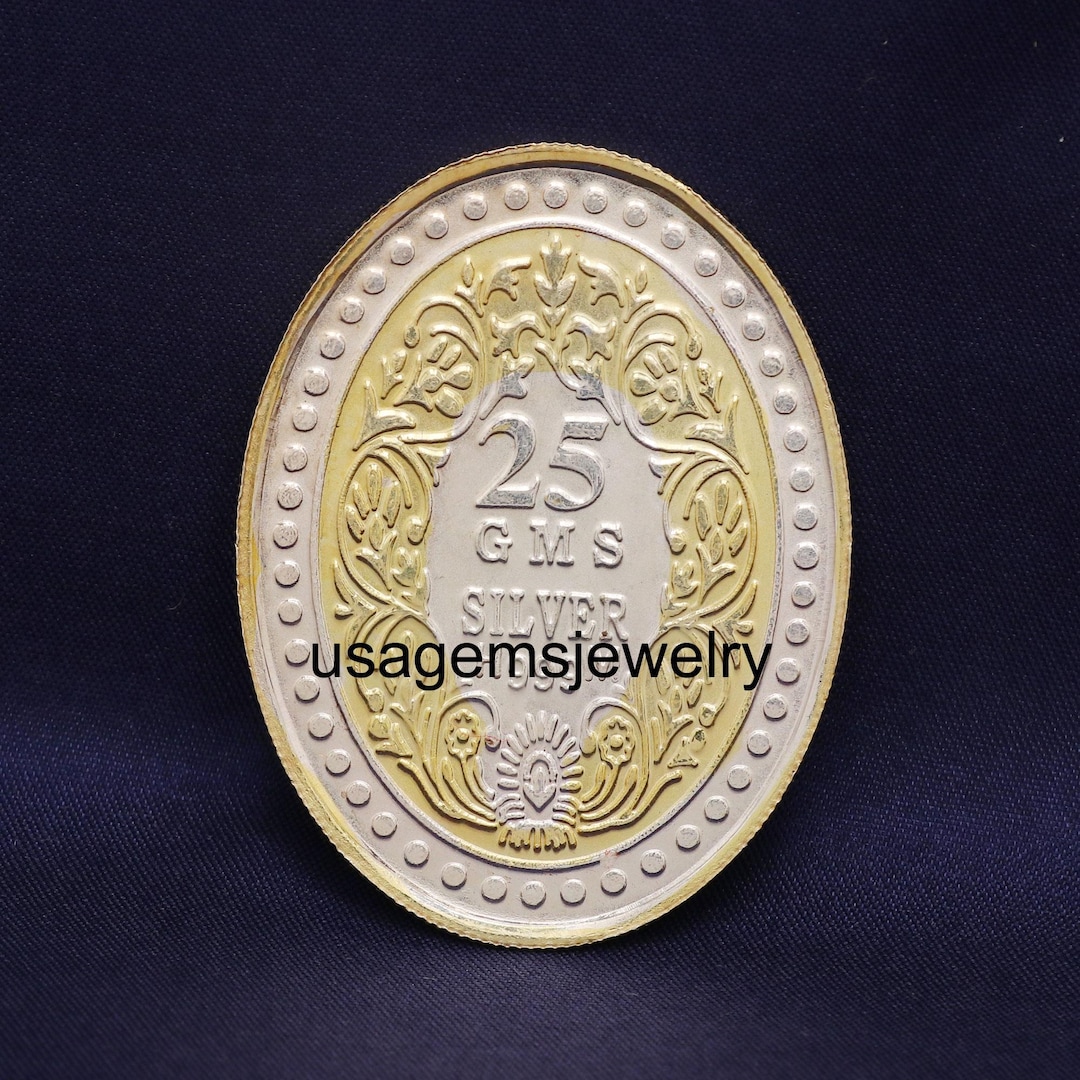25 Gram Pure Silver Coin: Two-tone Gold & Silver Finish, Floral ...