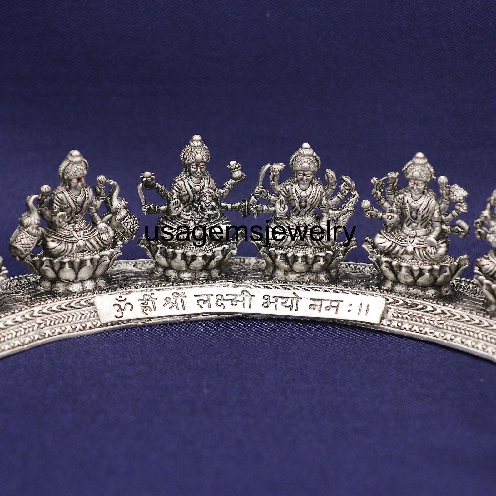 Silver Ashta Lakshmi Idol: Hindu Goddess Statue With Sanskrit ...