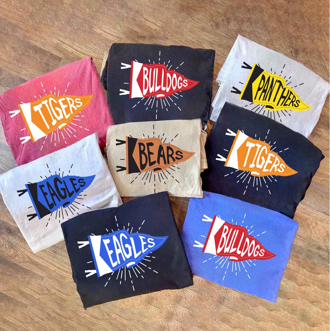 Custom Mascot Pennants Flag Shirt, Pennant Mascot Shirt, School Spirit ...