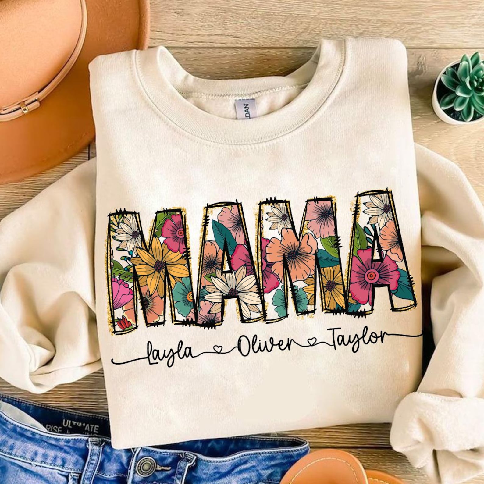 Floral Mama Png, Mama Flower Glitter Png, Mama Flower With Kids Names ...