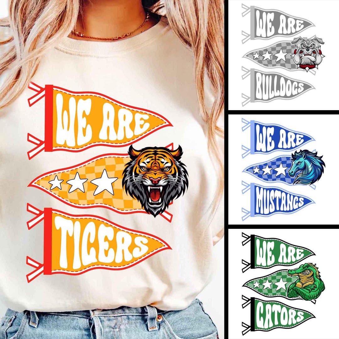 Custom Pennants Flag Mascot Shirt, School Mascot Shirt, School Spirit ...