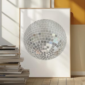 Disco Ball Poster, Hand Drawn Art Print, Digital Art, Trendy Wall Decor ...