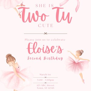 She is Two Tu Cute - 2nd Birthday Party Invitation - Etsy