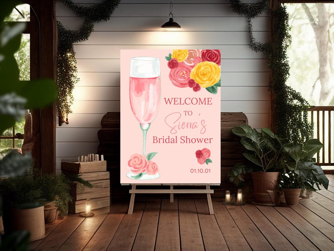 Bridal Shower Cocktail Welcome Sign Template - Etsy
