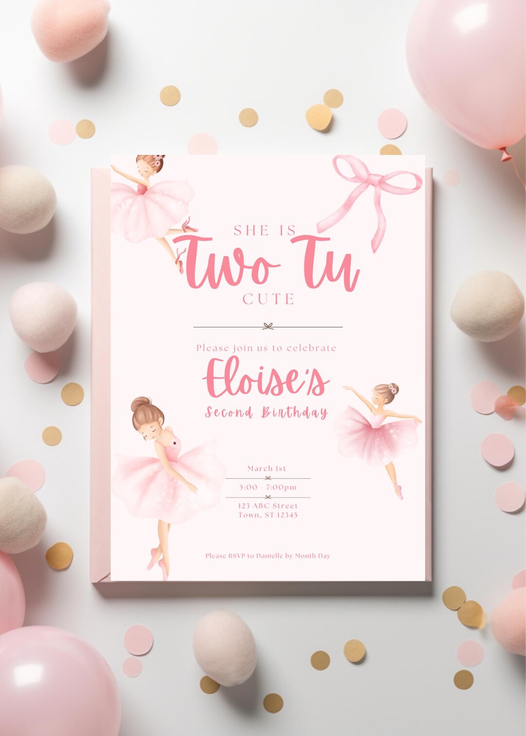 She is Two Tu Cute - 2nd Birthday Party Invitation - Etsy