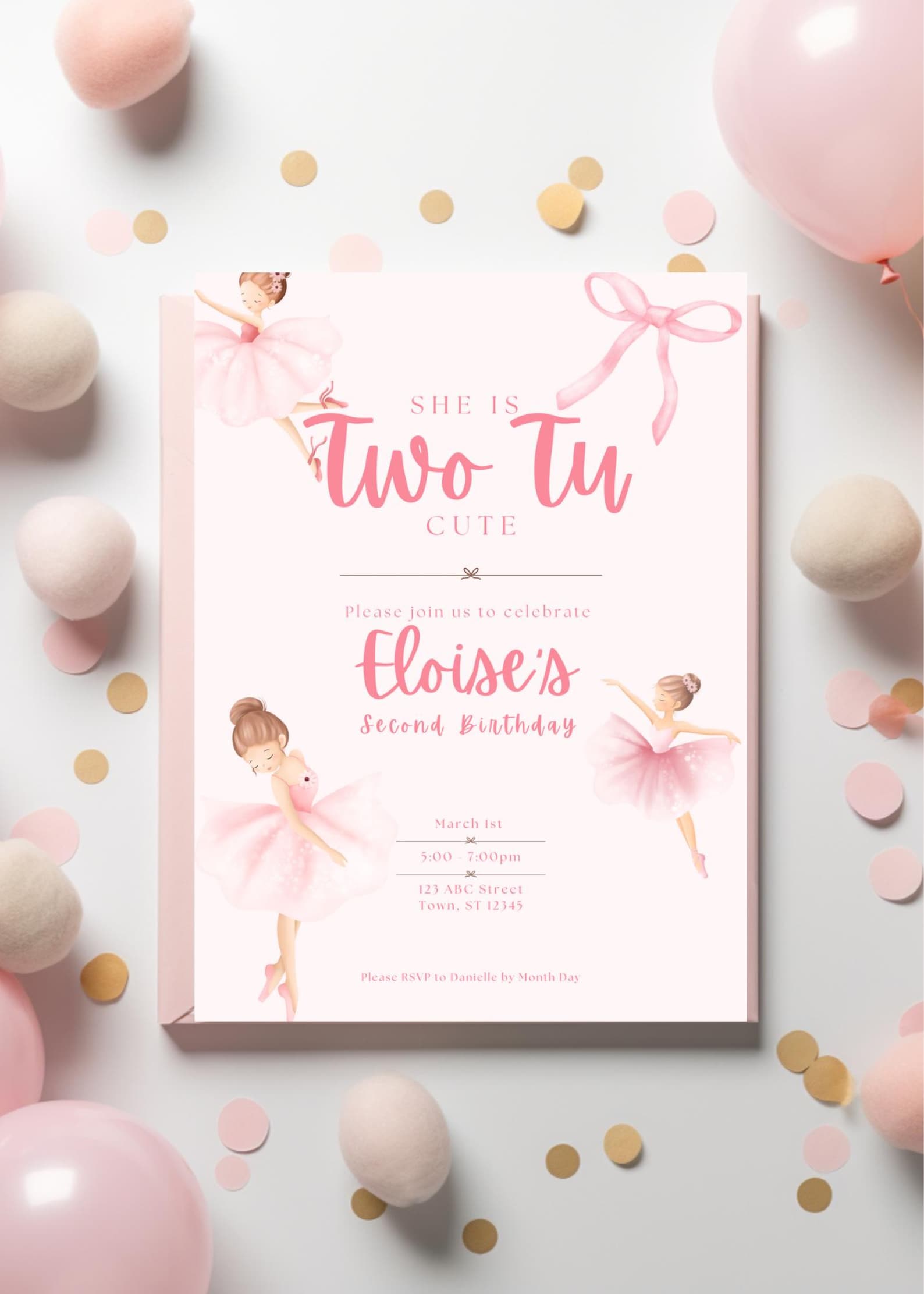 She is Two Tu Cute - 2nd Birthday Party Invitation - Etsy