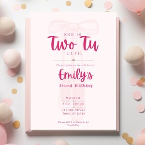 She is Two Tu Cute - 2nd Birthday Party Invitation - Etsy