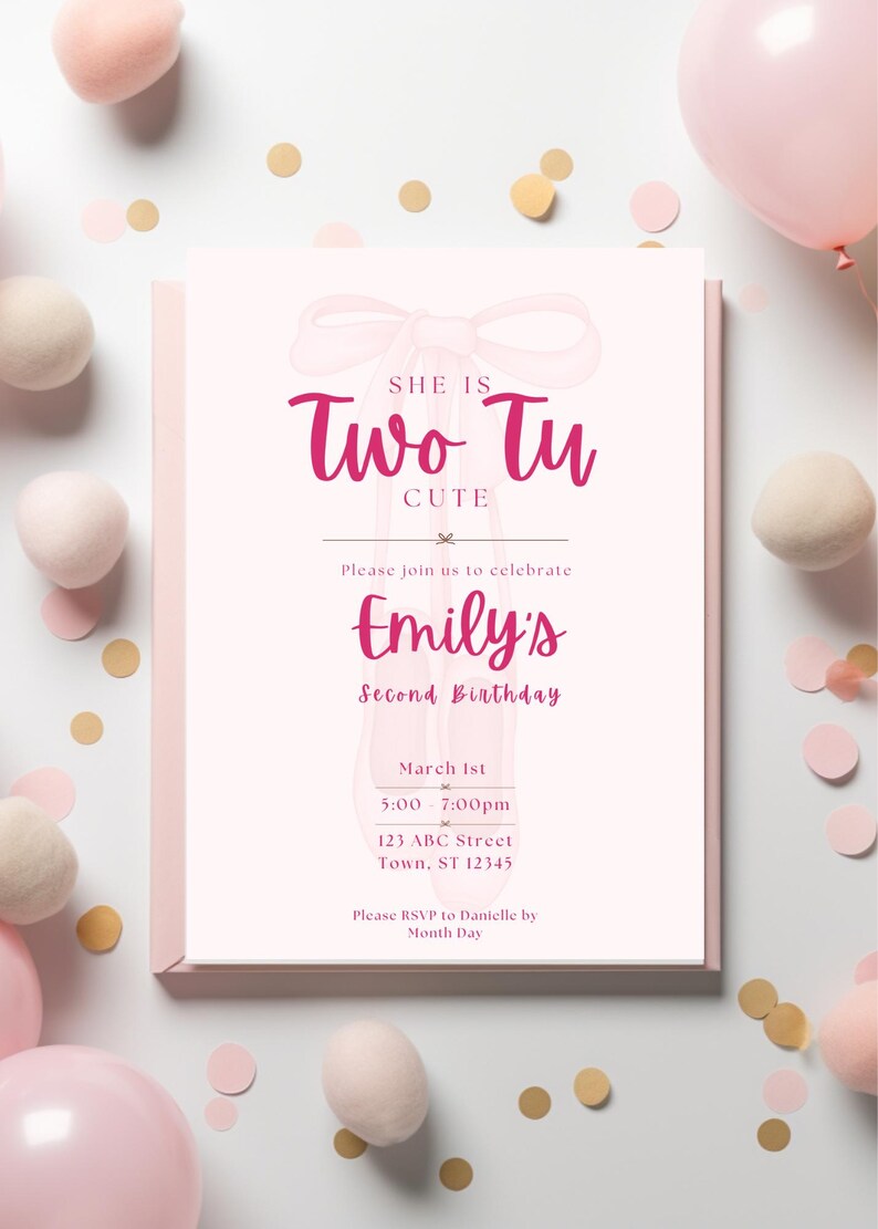 She is Two Tu Cute - 2nd Birthday Party Invitation - Etsy