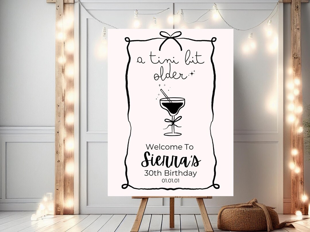 A Tini Bit Older - Birthday Welcome Sign - Etsy