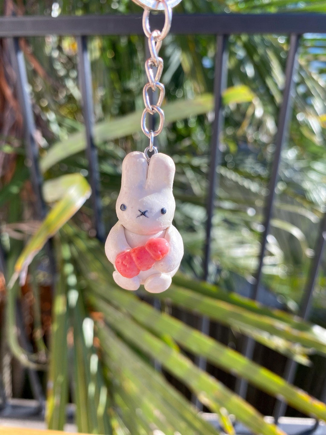 Miffy With Strawberry Tanghulu Charm/keychain |handmade| Polymer Clay ...