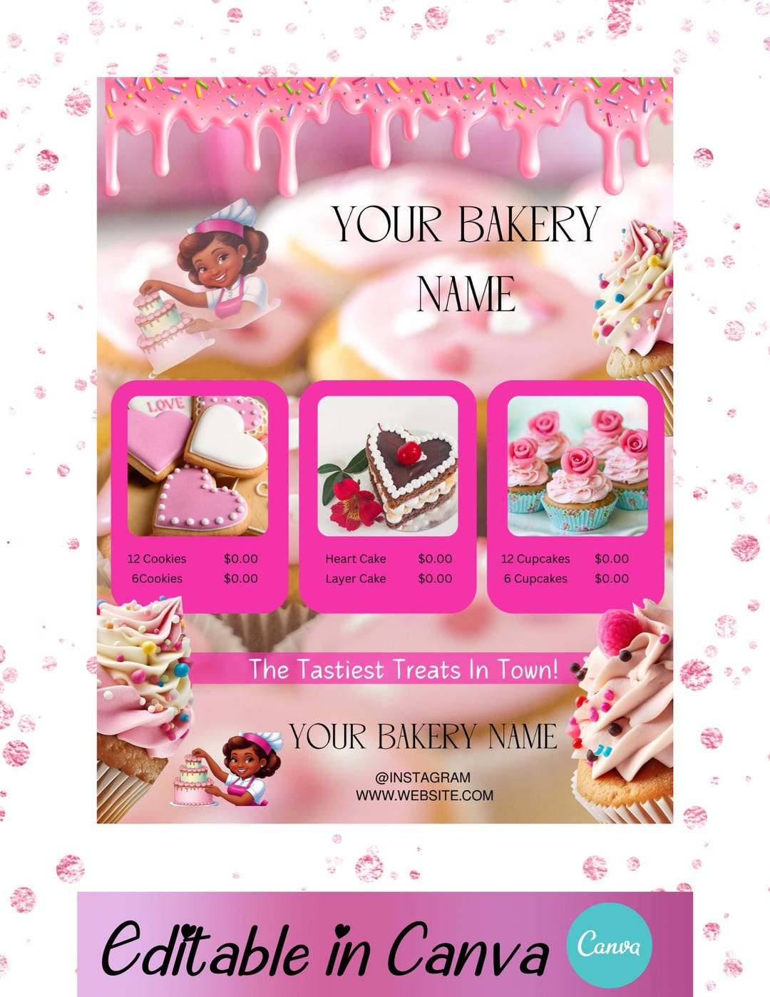 Customizable Bakery Pop-up Shop Flyer | Sweet Event Editable Template | Valentine's Day ...