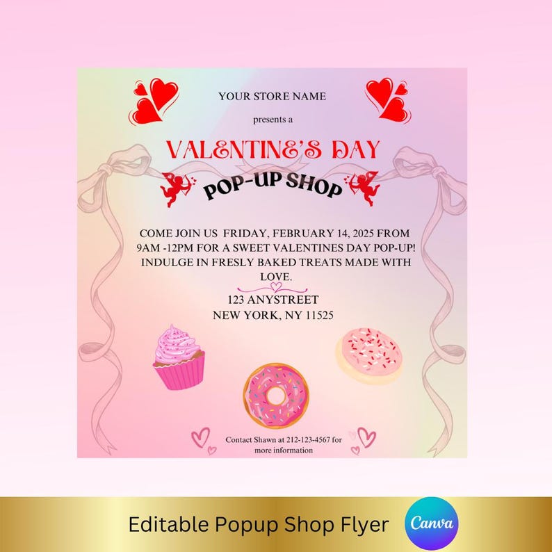 Customizable Bakery Pop-up Shop Flyer | Sweet Event Editable Template ...