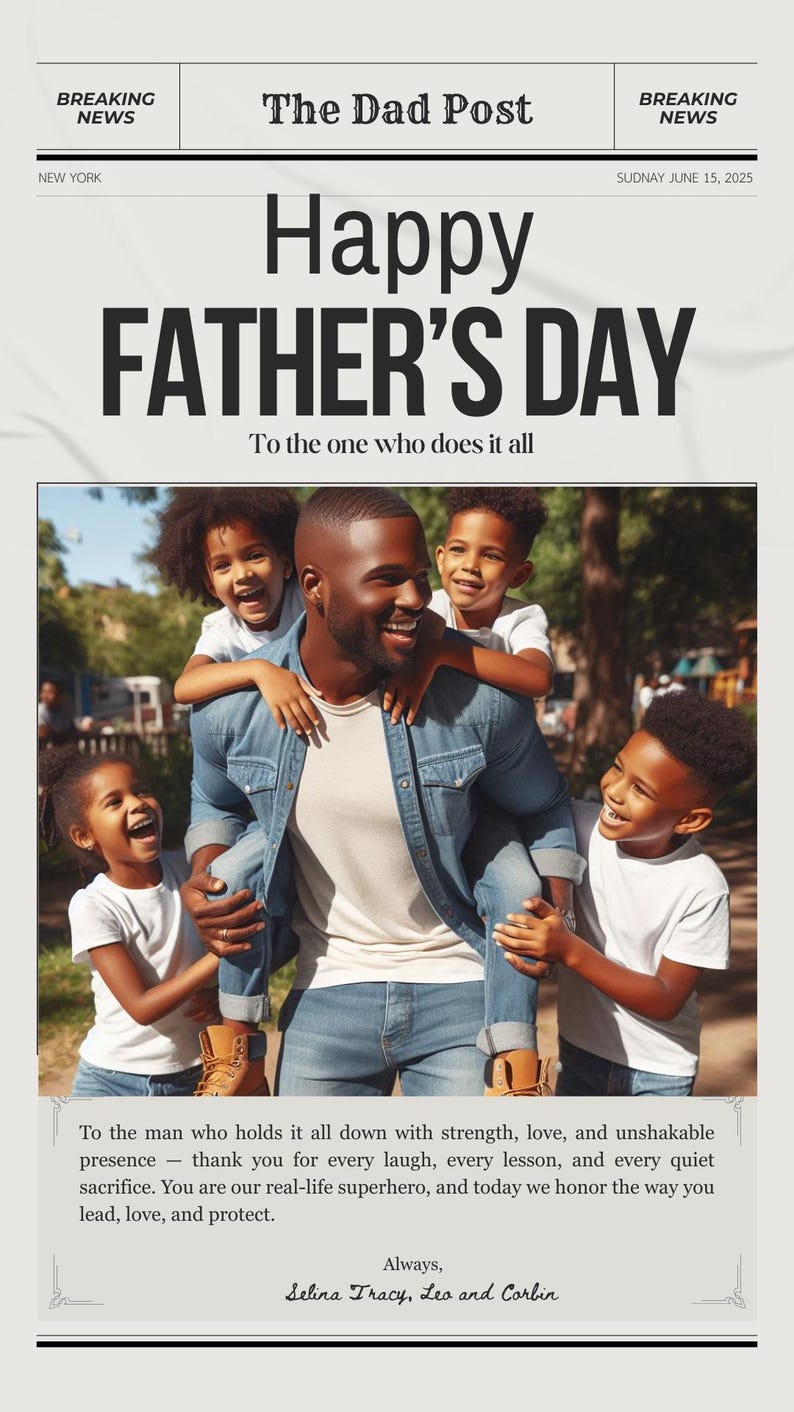Father's Day Newspaper Template | Digital Download | Father's Day ...