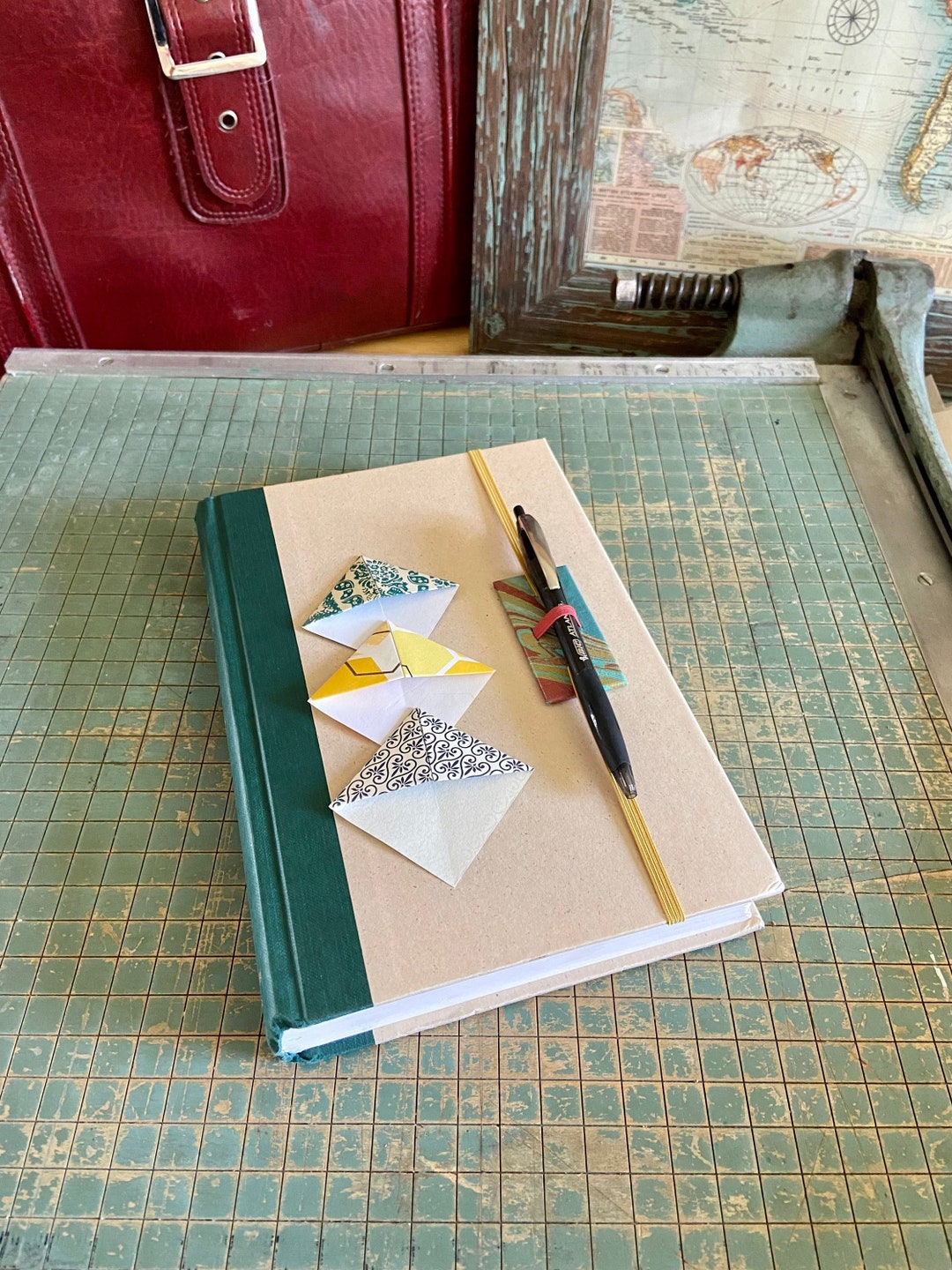 Elastic Bookmark With Pen Holder, Pencil Holder, Origami Corner ...