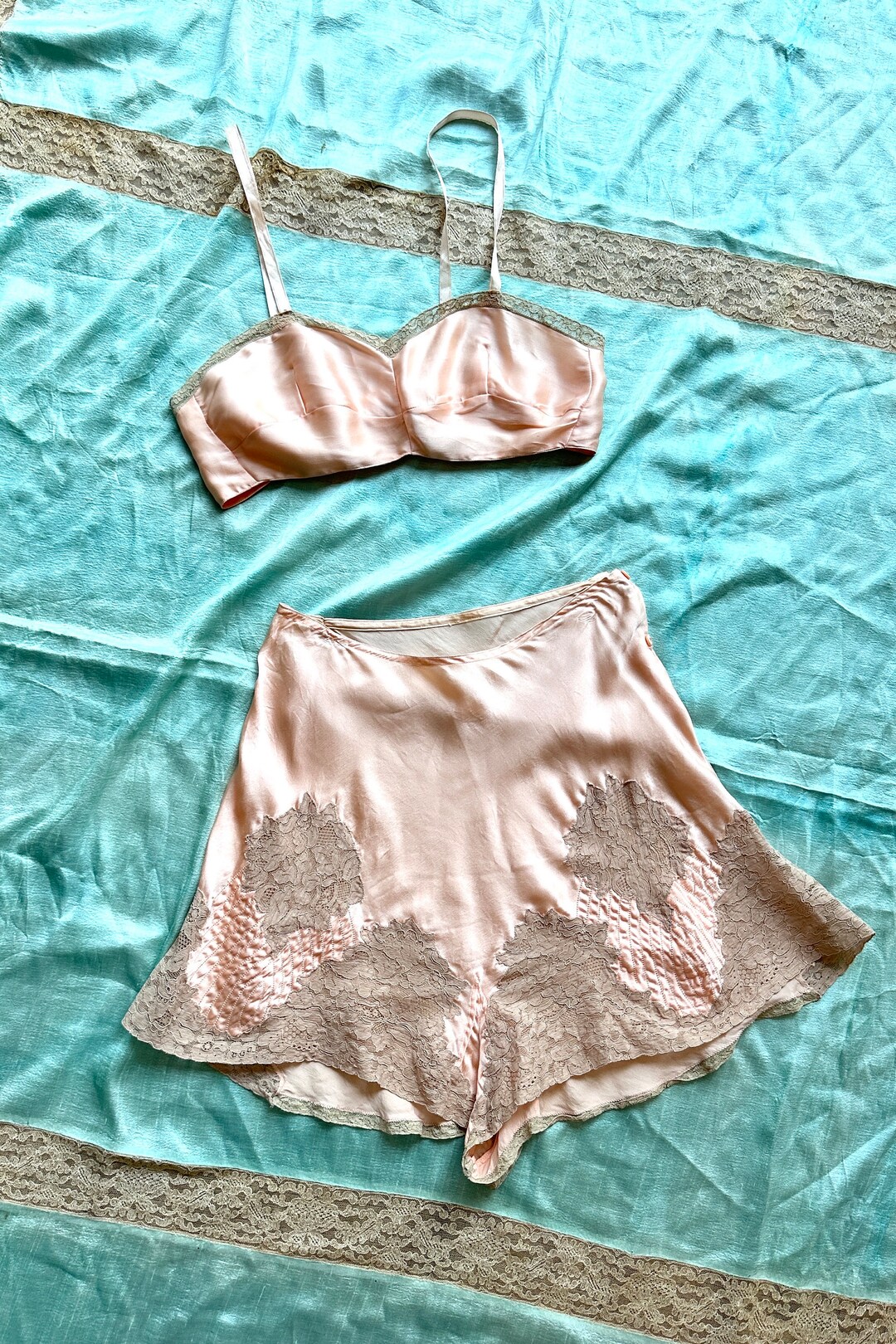 Vintage 1920s Set / 20s Satin Lingerie Set / Pink XS - Etsy