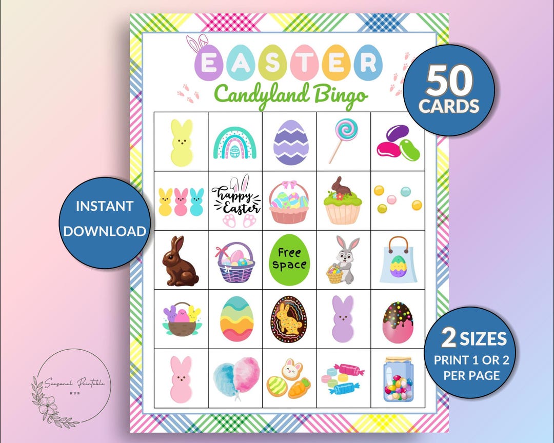 50 Easter Bingo Printable Cards, Easter Bingo for Kids, Classroom ...