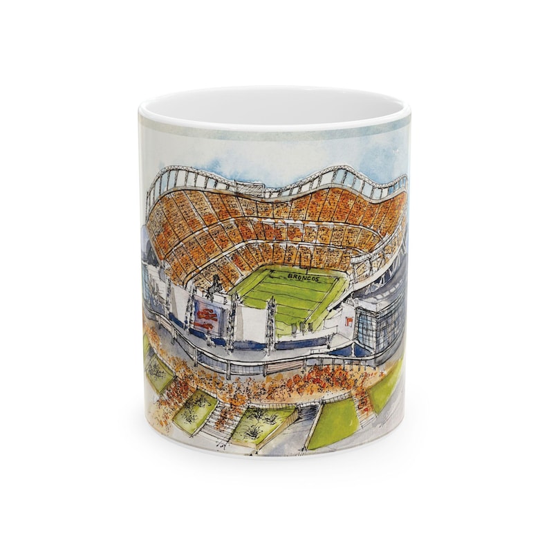 Denver Broncos Stadium Coffee Mug - NFL Fan Gift - Etsy