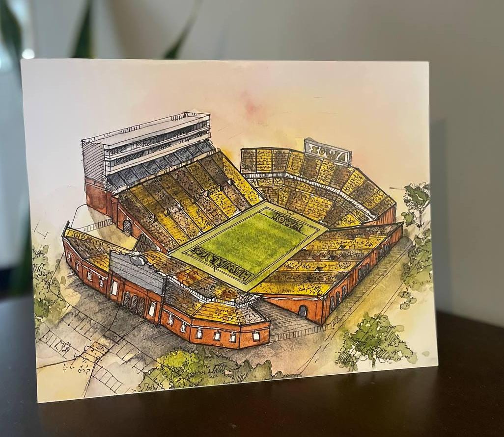 Kinnick Stadium Watercolor Print: Iowa Hawkeyes Football Art - Etsy