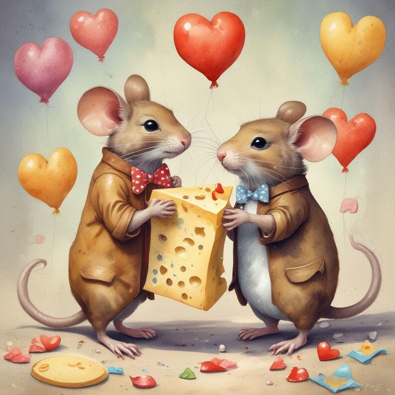 Valentine Mice Bundle of 9 Digital Png Files for Download - Etsy