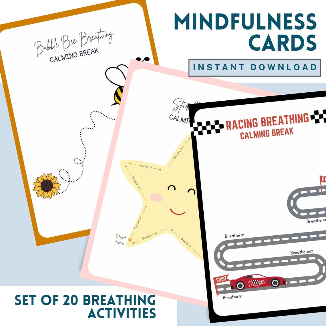 Mindfulness and Breathing Activity Cards | 20 Printable Calming ...