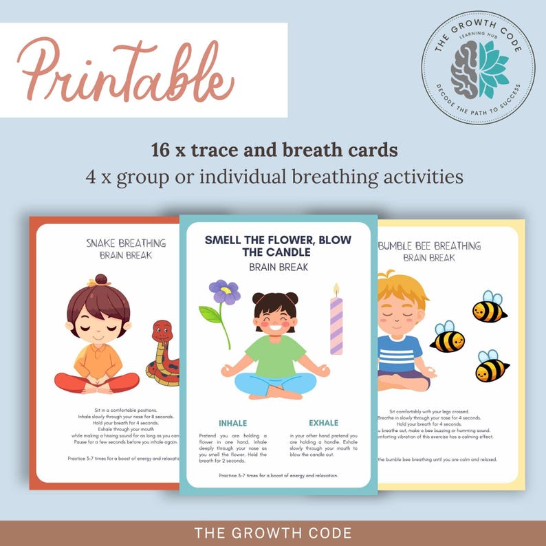 Mindfulness and Breathing Activity Cards | 20 Printable Calming ...