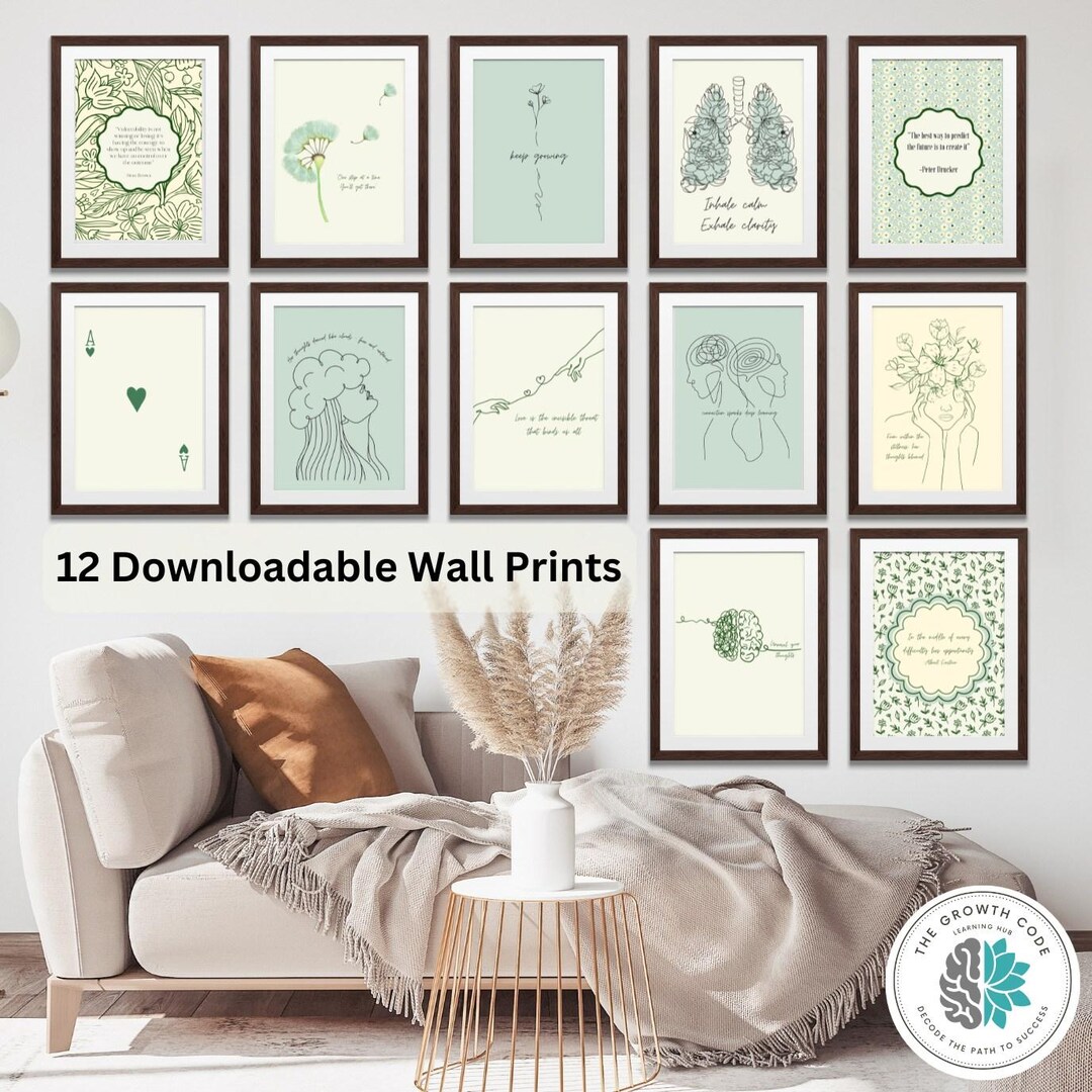 Printable Motivational Poster Set Set of 12 Wall Art Prints Digital ...
