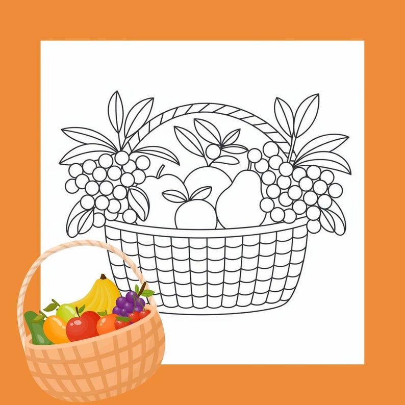 Fruits and Vegetables Coloring Book for Kids | 50 Printable Fruits and ...