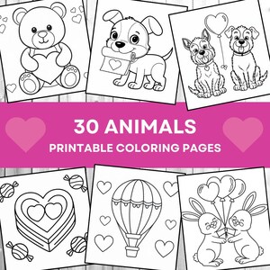 Printable Cute Animals Coloring Pages | Valentine's Day Activity for ...