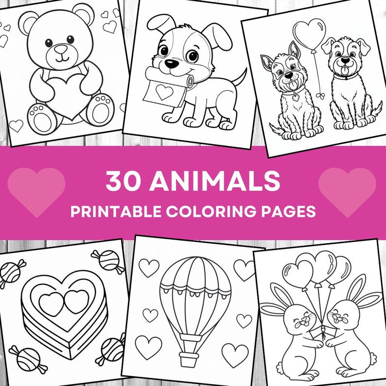 Printable Cute Animals Coloring Pages | Valentine's Day Activity for ...