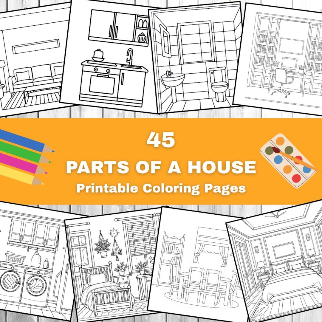 House Parts Coloring Book: 45 Educational Pages for Kids (PDF Download ...