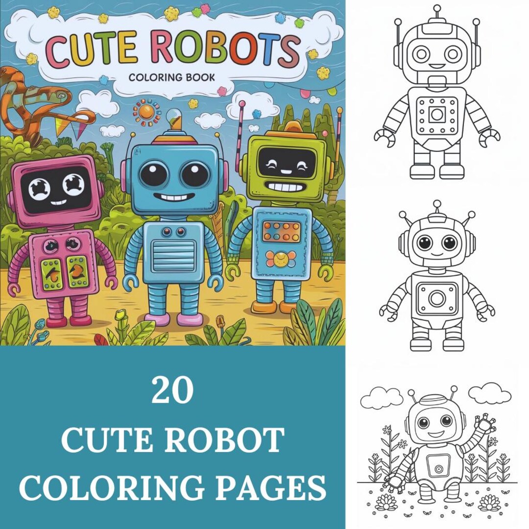 Cute Robots Coloring Book for Kids | 20 Robot Coloring Pages ...