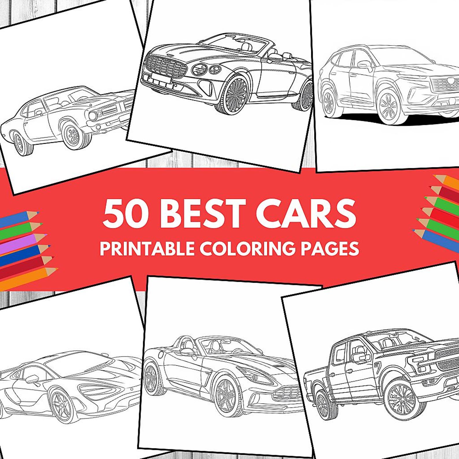 Car Coloring Book for Kids - 50 Pages A4 PDF- Digital Download Car ...