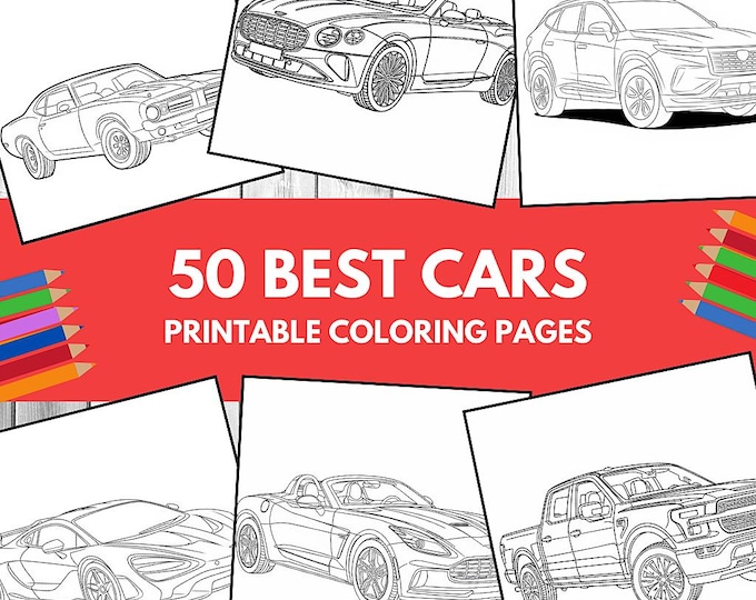 Car Coloring Book for Kids - 50 Pages A4 PDF- Digital Download Car ...