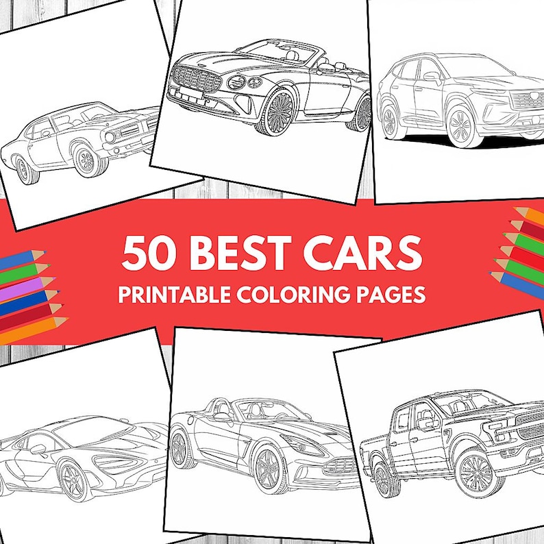 Car Coloring Book for Kids - 50 Pages A4 PDF- Digital Download Car ...