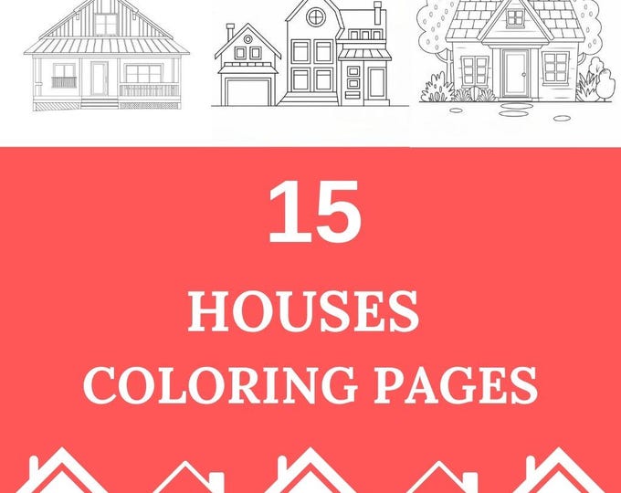 Cozy Houses Coloring Book for Kids | 15 Houses Coloring Pages ...