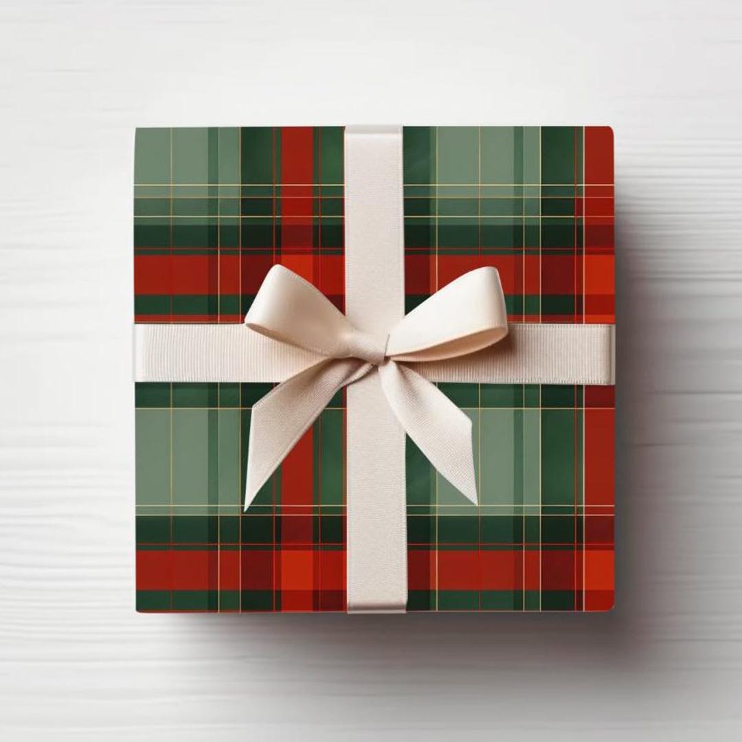 Classic Christmas Plaid Wrapping Paper Roll Holiday Gift Wrap Tartan ...