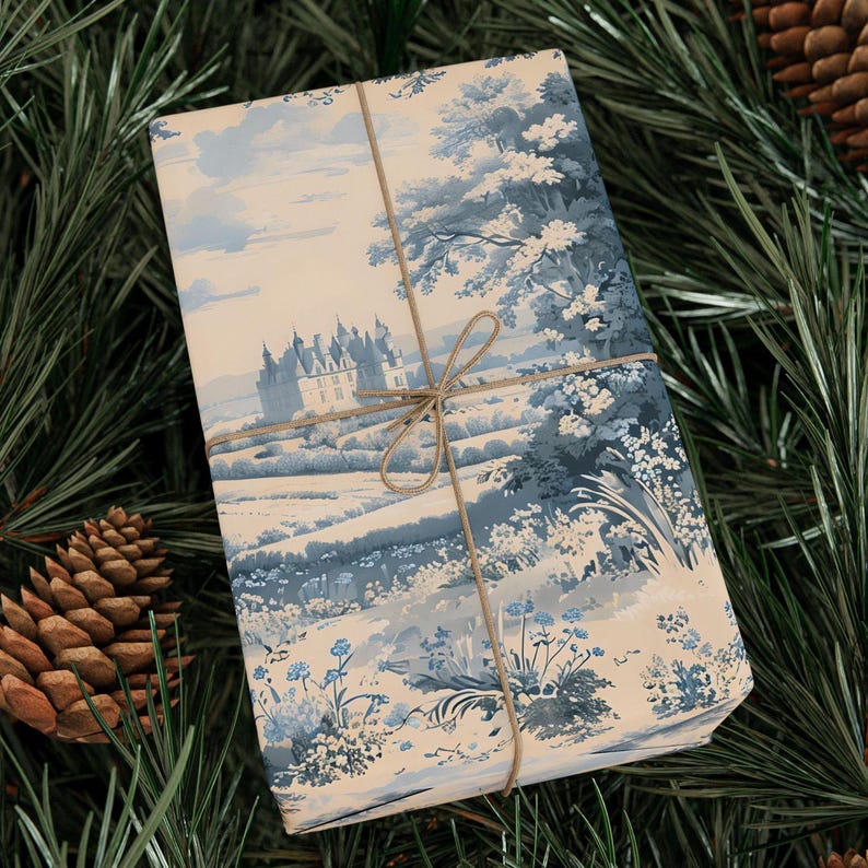 Blue Toile De Jouy Wrapping Paper: French Country Gift Wrap - Etsy