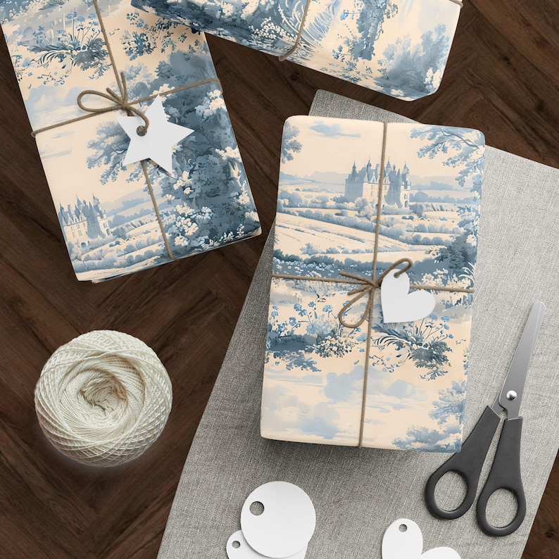 Blue Toile De Jouy Wrapping Paper: French Country Gift Wrap - Etsy