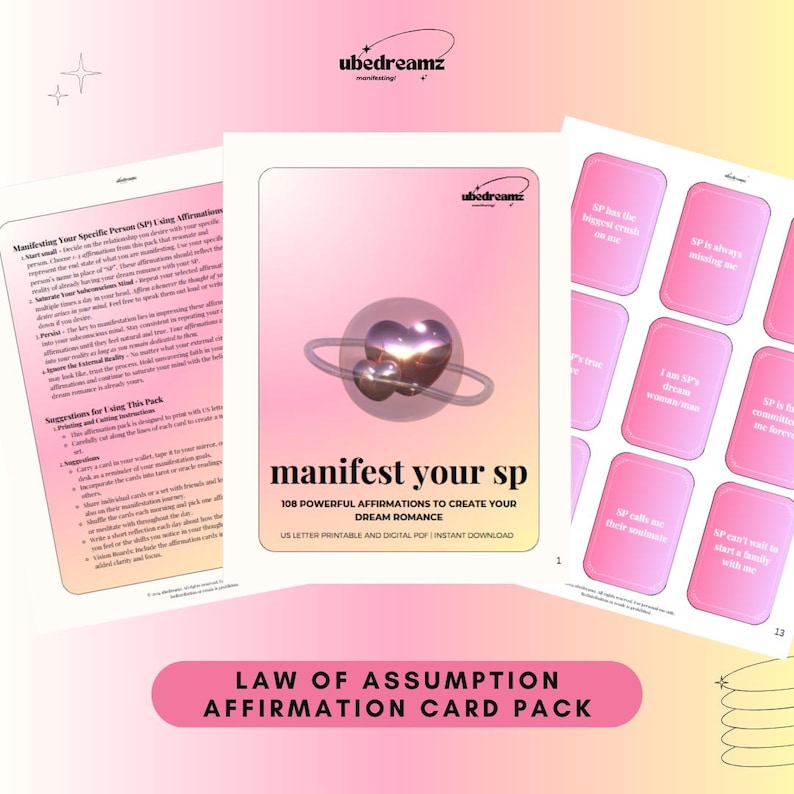 108 Affirmation Cards for Manifesting Your Specific Person | Law of ...