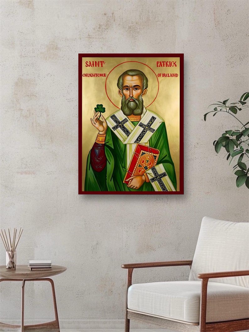 Handmade Saint Patrick Orthodox Icon, Byzantine Art Wood Plaque - Etsy