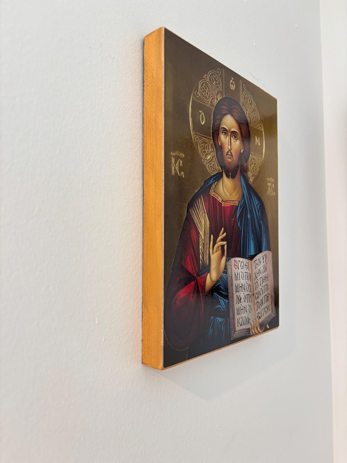 Jesus Christ the Merciful Orthodox Icon on Pine. Byzantine Art ...